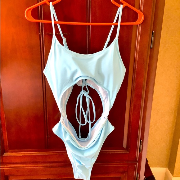 unbranded | Swim | One Piece Open Belly Swimsuit Blue | Poshmark